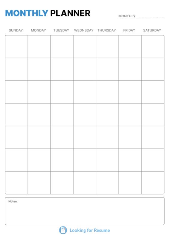 Free Monthly Planner PDF | Download Template – LFR Builder