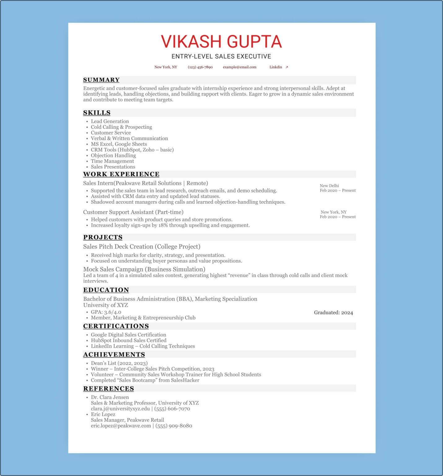Student CV Template – Free PDF Download For Freshers